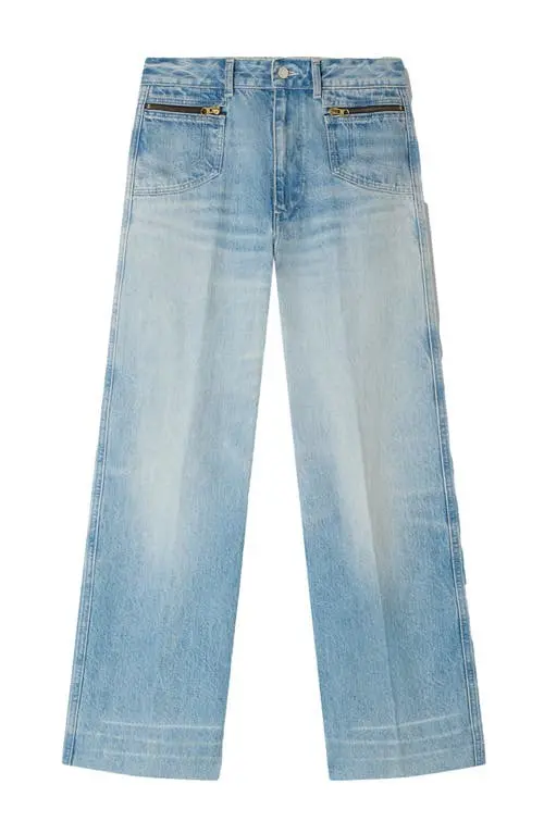Sandro Faded Straight Zipped Cotton Jeans