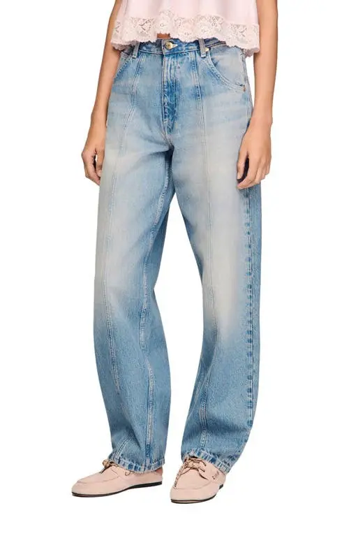Sandro Barrel Leg Jeans With Pink Wash Effect