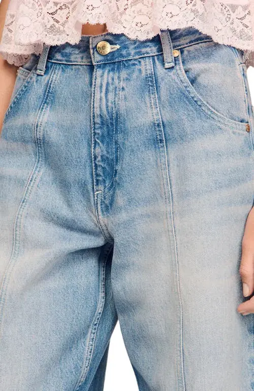 Sandro Barrel Leg Jeans With Pink Wash Effect