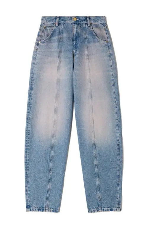 Sandro Barrel Leg Jeans With Pink Wash Effect