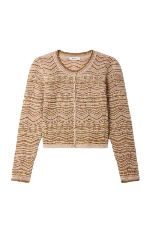 Sandro Decorative Knit Cardigan With Color Gradient - Brown