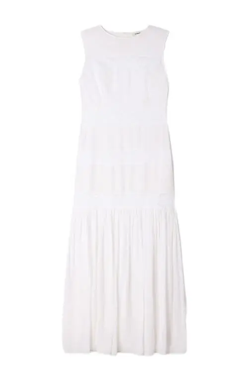 Sandro Crepon Maxi Dress With Lace Trim