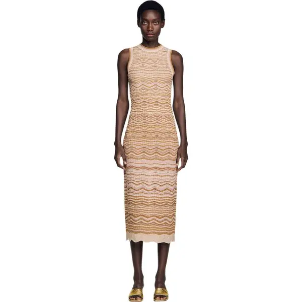 Sandro Decorative Ombré Knit Maxi Dress