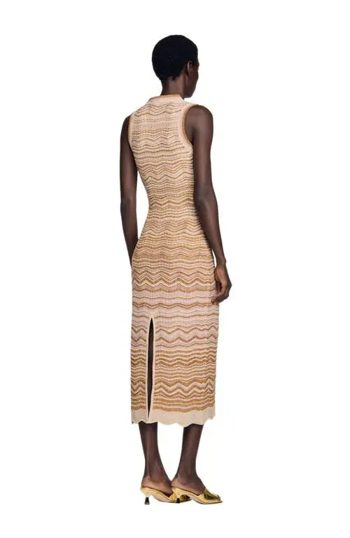 Sandro Decorative Ombré Knit Maxi Dress