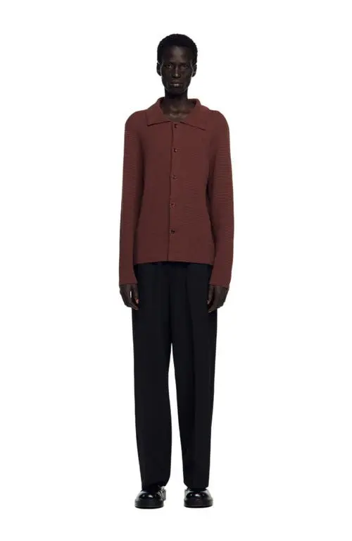 Sandro Waffle-knit Shirt - Chocolate