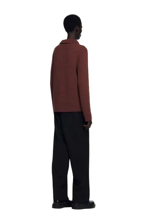 Sandro Waffle-knit Shirt - Chocolate