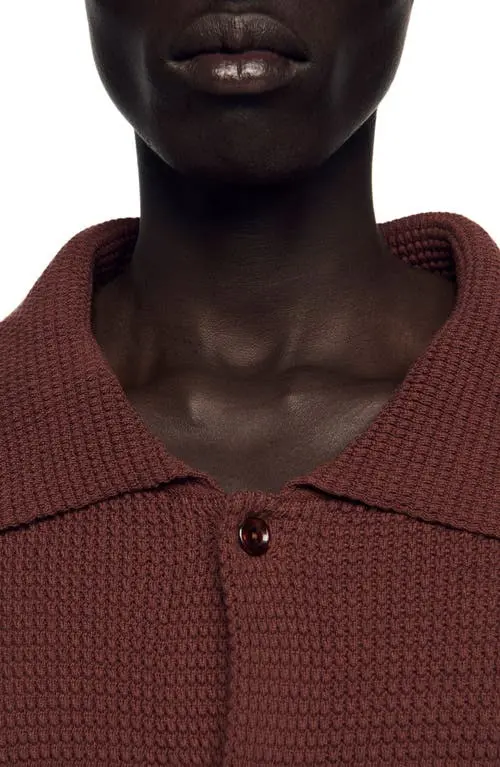 Sandro Waffle-knit Shirt - Chocolate