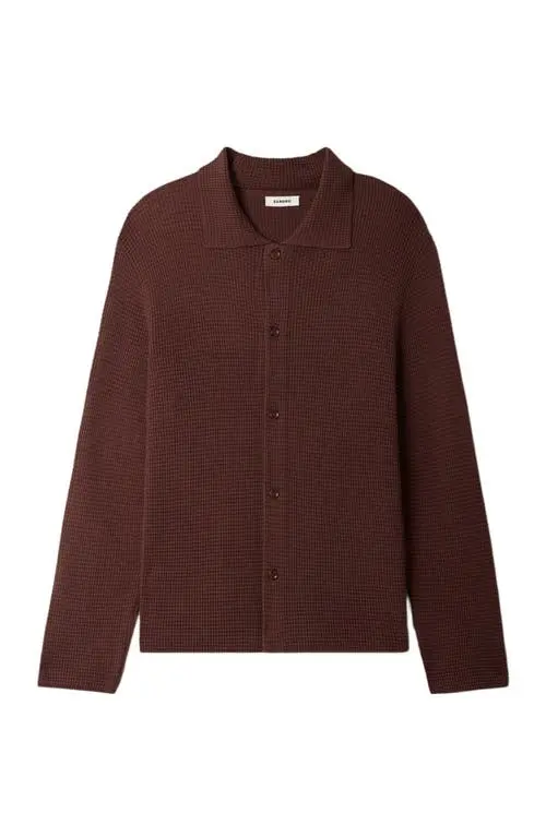 Sandro Waffle-knit Shirt - Chocolate
