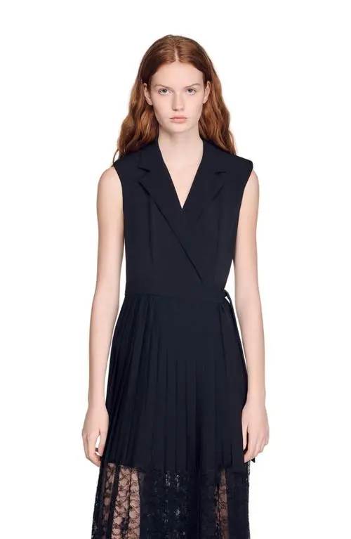 Sandro Lace Collar Maxi Dress