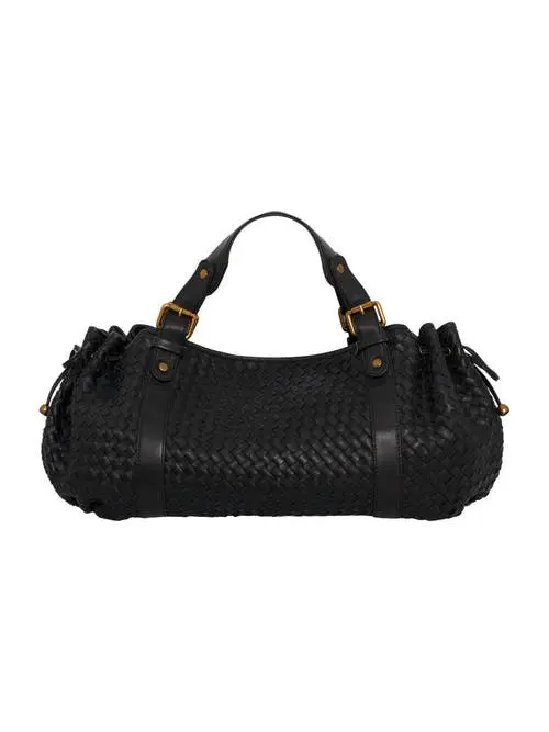 Gerard Darel Hand-braided Lambskin Leather Handbag - Black