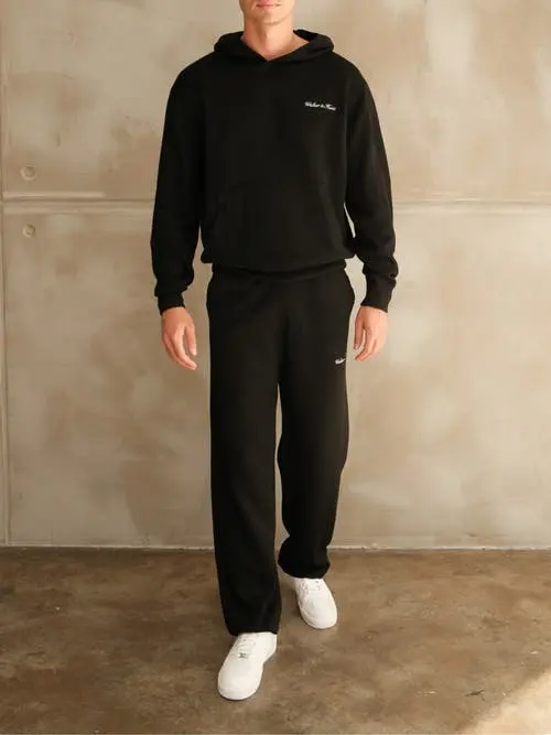 WALKER & HUNT Merino Blend Knitted Hoodie - Black
