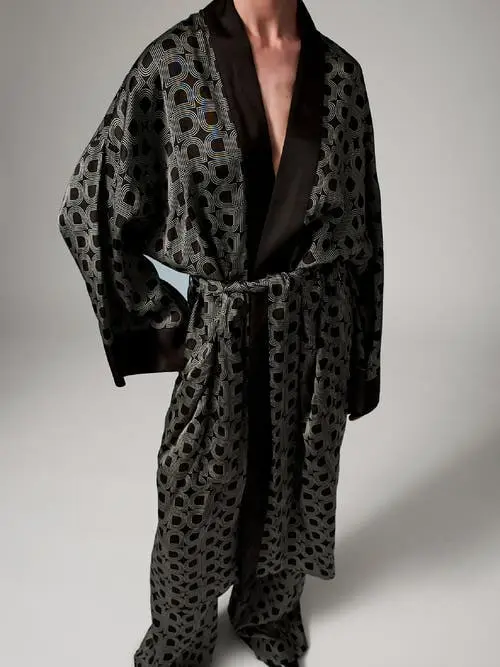 Day Birger Et Mikkelsen Rani Geometric Print Maxi Length Robe - Black