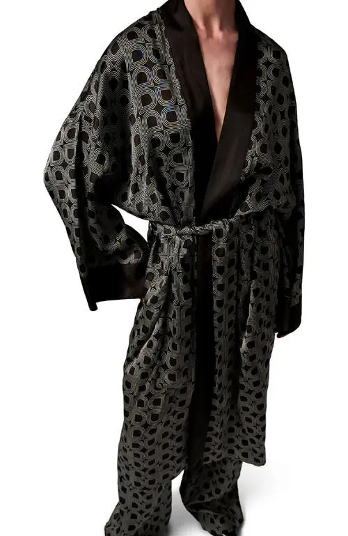 Day Birger Et Mikkelsen Rani Geometric Print Maxi Length Robe - Black