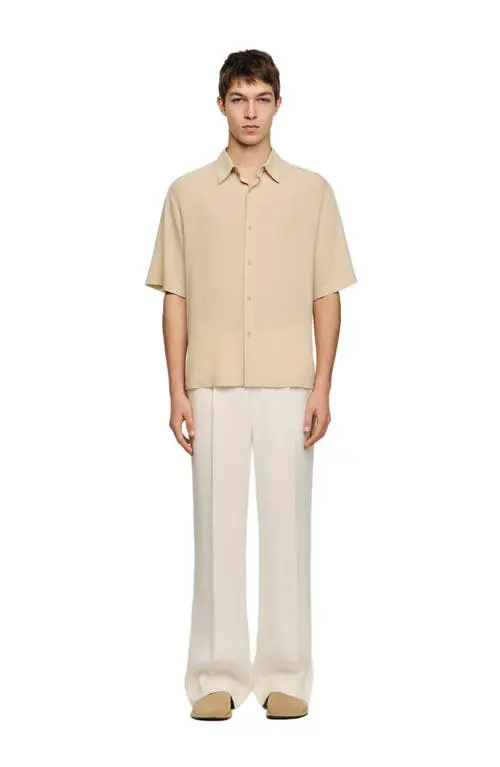 Sandro Pleated Shirt With Shark Collar