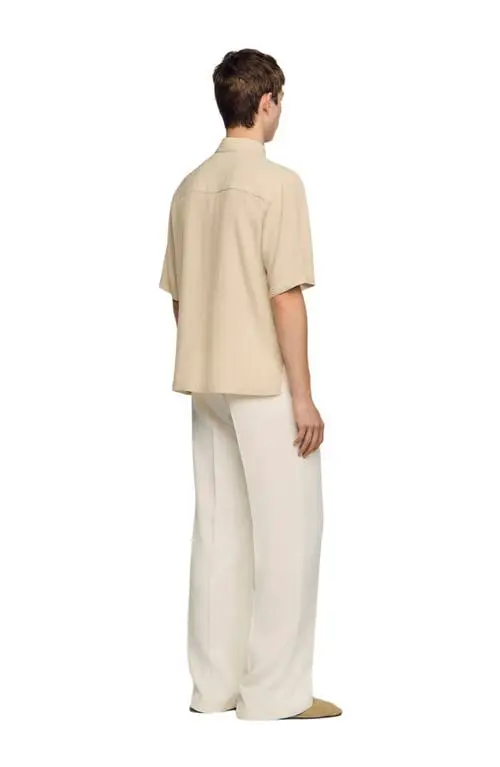 Sandro Pleated Shirt With Shark Collar