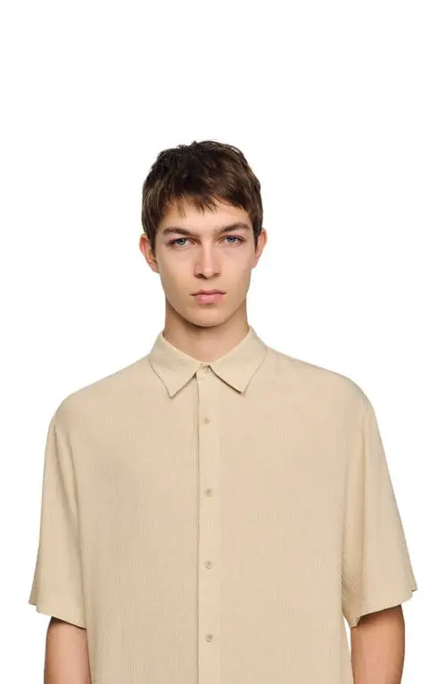 Sandro Pleated Shirt With Shark Collar