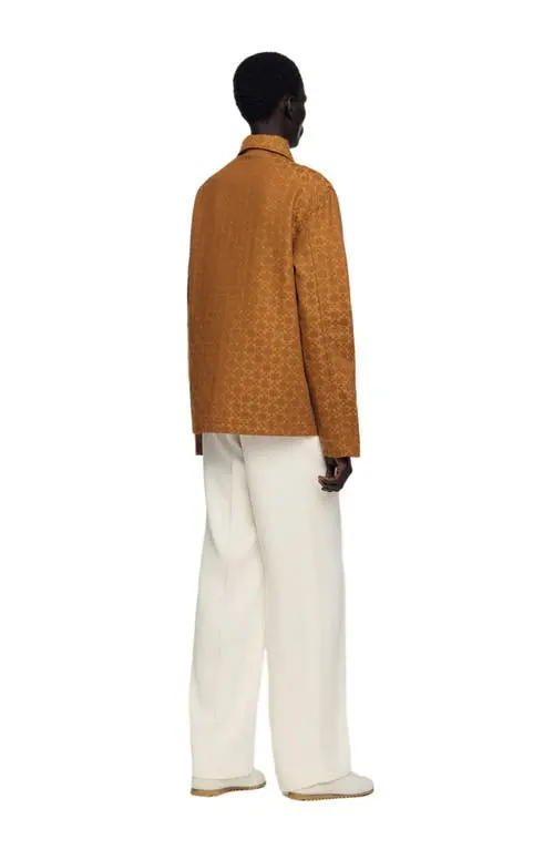Sandro Square Cross Jacquard Denim Jacket - Camel