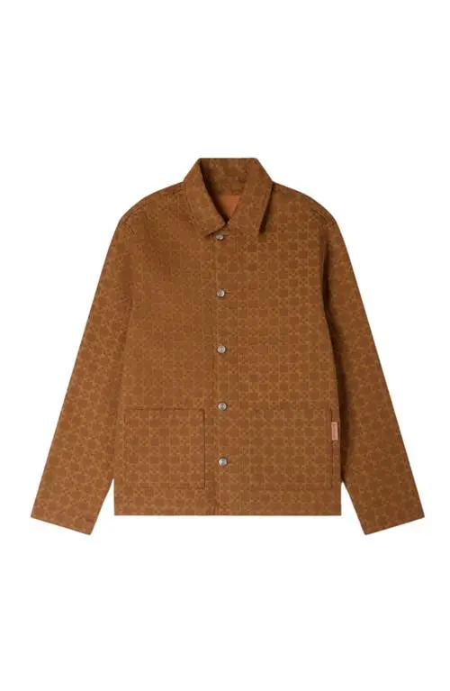 Sandro Square Cross Jacquard Denim Jacket - Camel