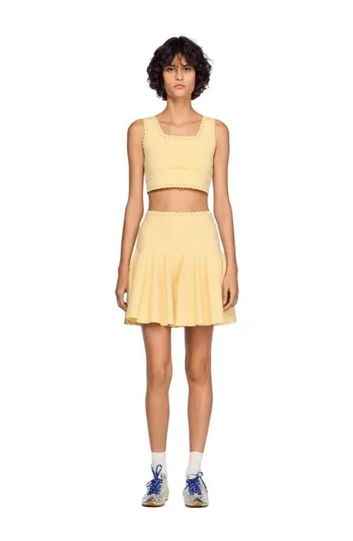 Sandro Knit Skater Skirt - Butter