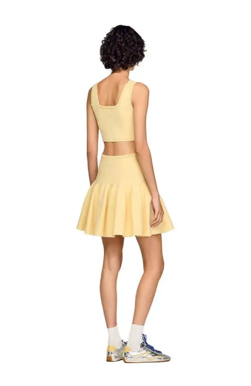 Sandro Knit Skater Skirt - Butter