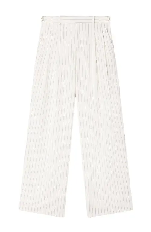 Sandro Striped Tailored Wide-leg Trousers - Ecru/black