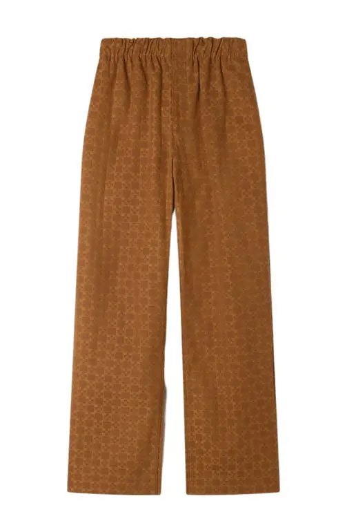 Sandro Wide-leg Jacquard Jeans With Elastic Waist - Camel