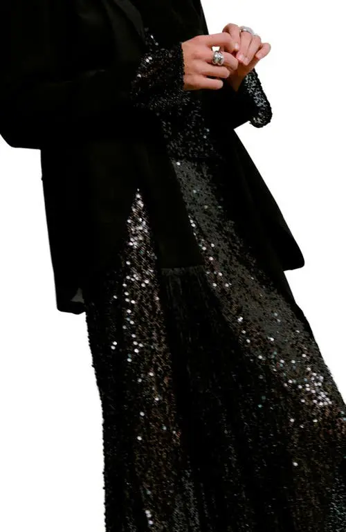 Day Birger Et Mikkelsen Tulli Shimmering Sequin Midi Skirt With Fringe