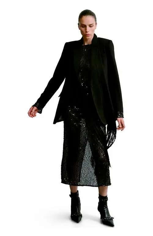 Day Birger Et Mikkelsen Tulli Shimmering Sequin Midi Skirt With Fringe