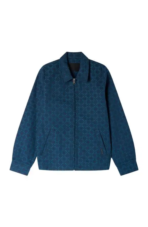Sandro Square Cross Jacquard Denim Jacket - Navy Blue