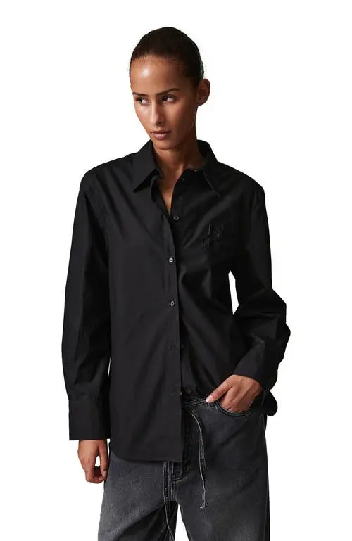 Day Birger Et Mikkelsen Jojo Crisp Cotton Button-up Shirt With Embroidered Logo - Black