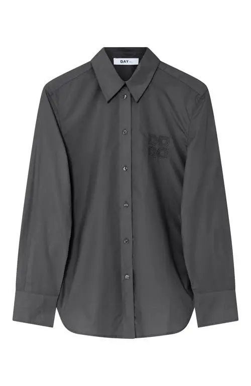 Day Birger Et Mikkelsen Jojo Crisp Cotton Button-up Shirt With Embroidered Logo - Black