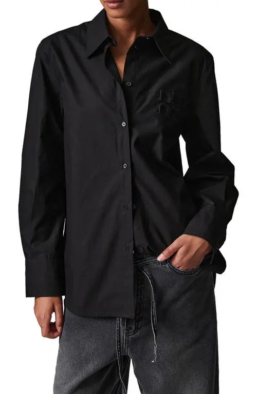 Day Birger Et Mikkelsen Jojo Crisp Cotton Button-up Shirt With Embroidered Logo - Black