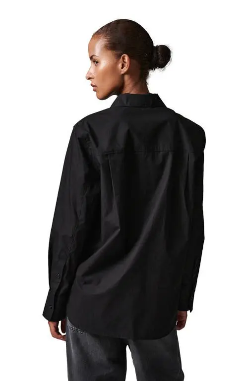 Day Birger Et Mikkelsen Jojo Crisp Cotton Button-up Shirt With Embroidered Logo - Black