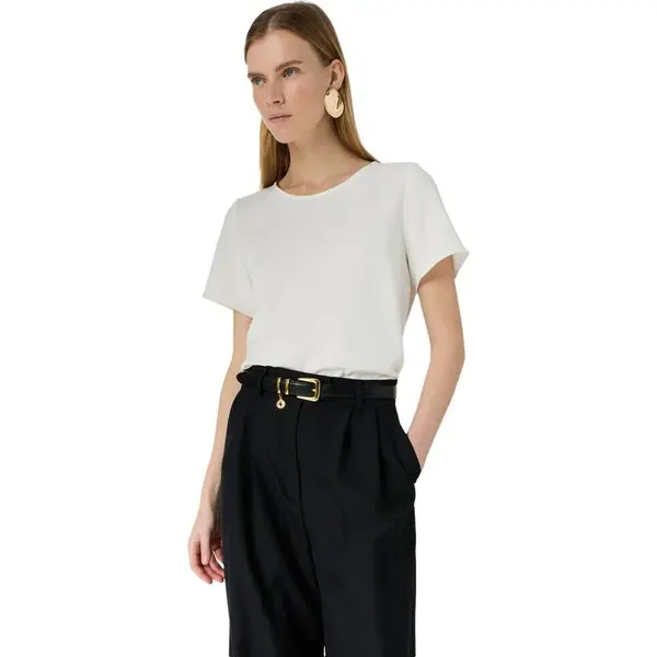 Gerard Darel Ciara Metallic Trim Round Neck Top