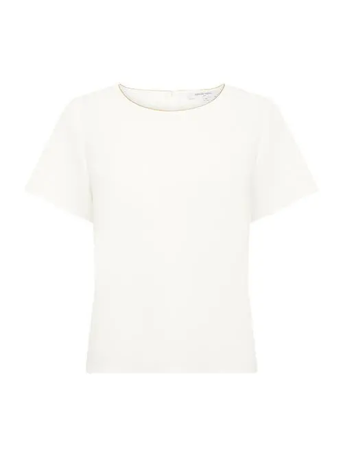 Gerard Darel Ciara Metallic Trim Round Neck Top