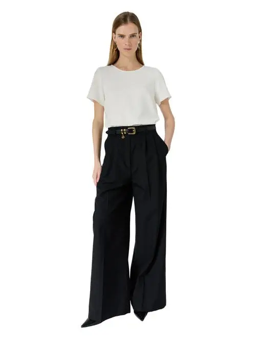 Gerard Darel Ciara Metallic Trim Round Neck Top