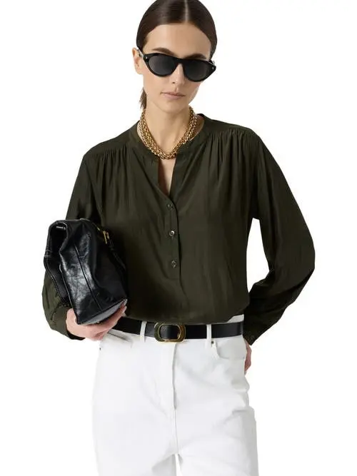 Gerard Darel Cyndie Gathered Detail Blouse - Khaki