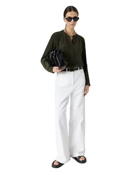 Gerard Darel Cyndie Gathered Detail Blouse - Khaki