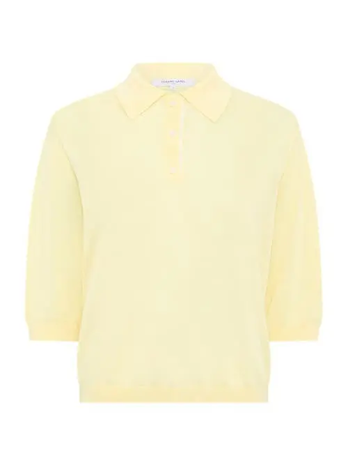 Gerard Darel Laika Short Sleeve Knit Polo Top - Yellow