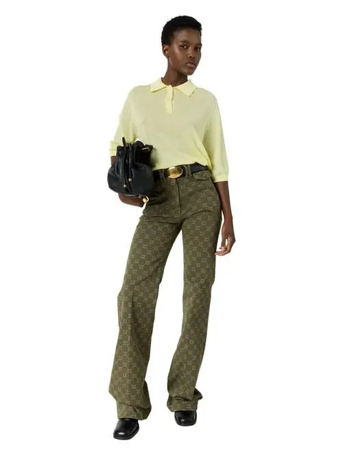 Gerard Darel Laika Short Sleeve Knit Polo Top - Yellow