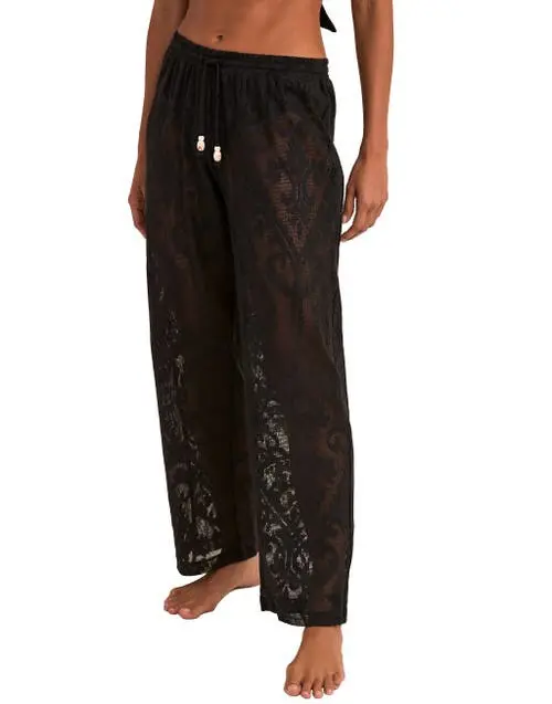 ADORE ME Jenny Damask Lace Swim Cover-up Pants - Black