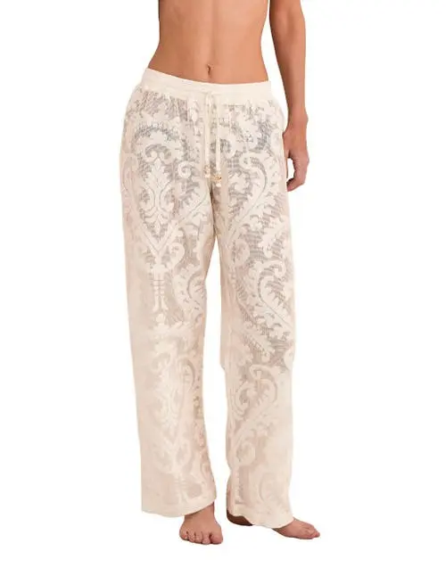 ADORE ME Jenny Damask Lace Swim Cover-up Pants - White