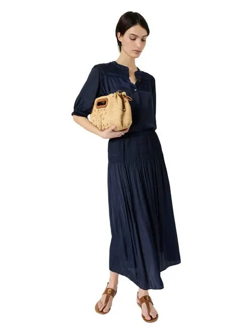 Gerard Darel Jolie Pleated Midi Skirt - Navy Blue