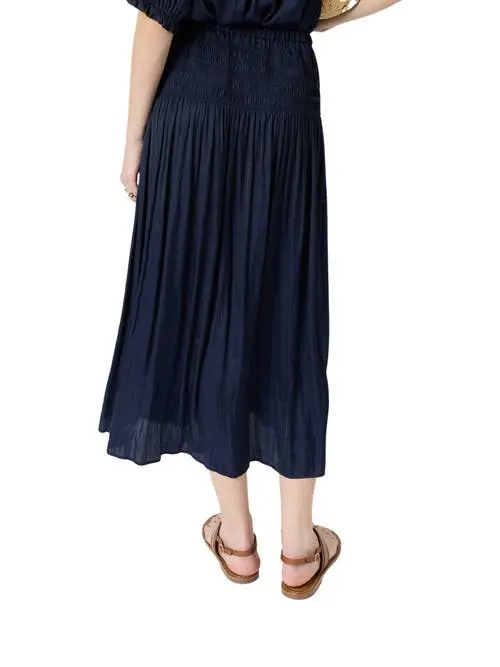 Gerard Darel Jolie Pleated Midi Skirt - Navy Blue