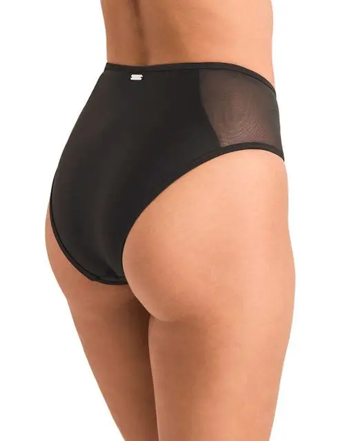 ADORE ME High-waisted Bikini Bottom With Sheer Side Panels - Black