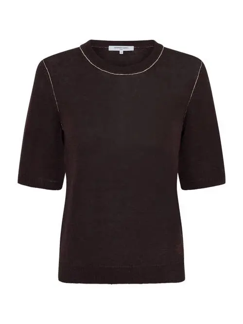 Gerard Darel Loumia Short Sleeve Sweater - Brown