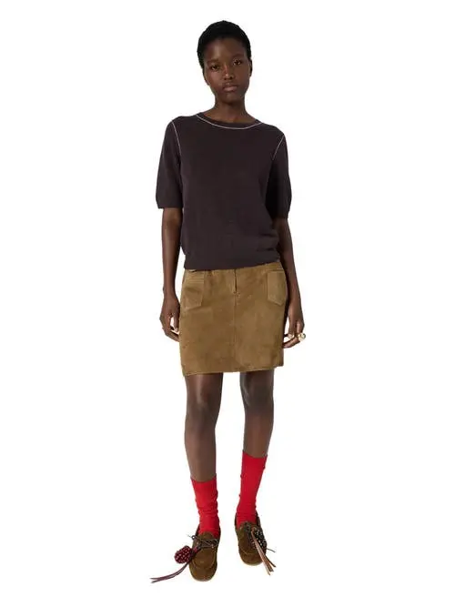 Gerard Darel Loumia Short Sleeve Sweater - Brown