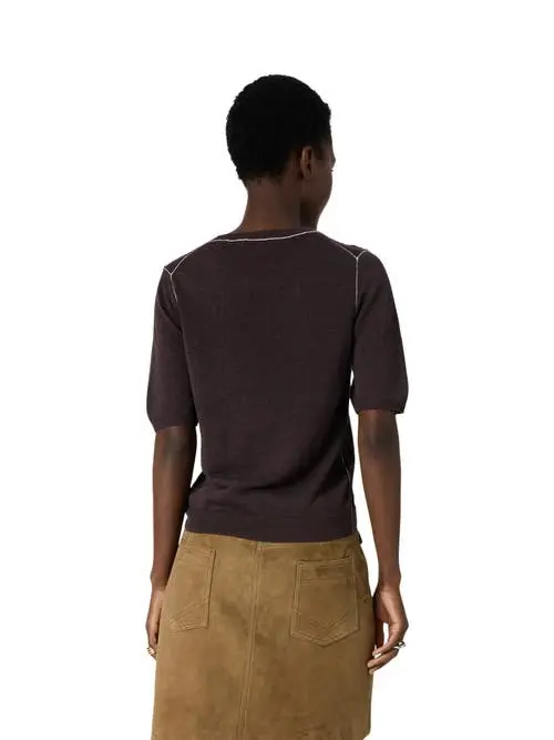 Gerard Darel Loumia Short Sleeve Sweater - Brown
