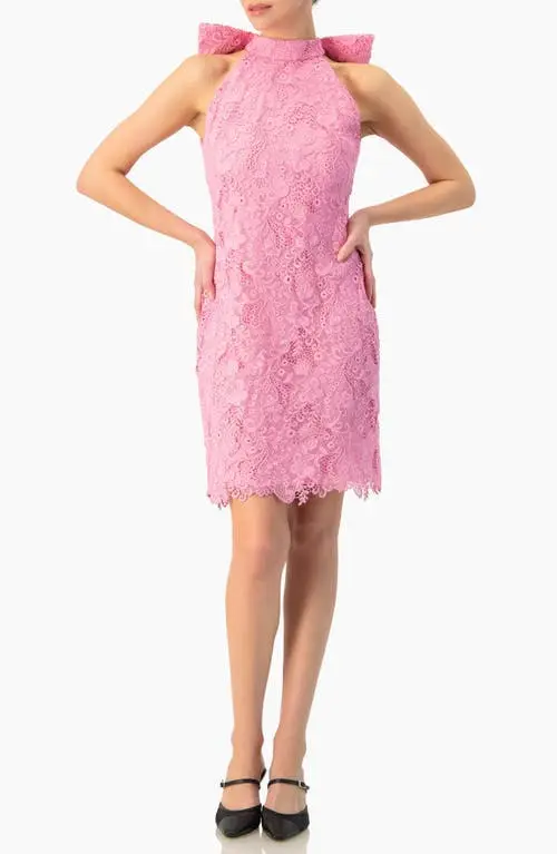 IVONNE Lace Halter Bow Mini Dress