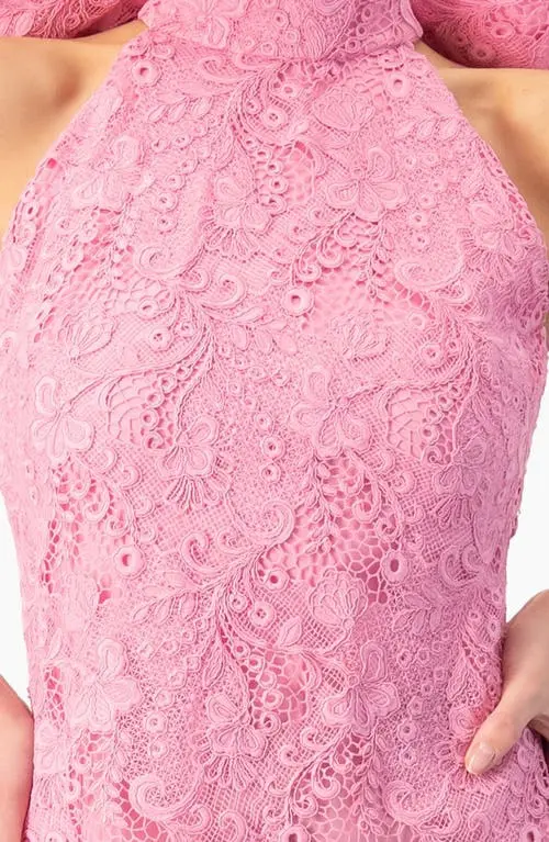 IVONNE Lace Halter Bow Mini Dress